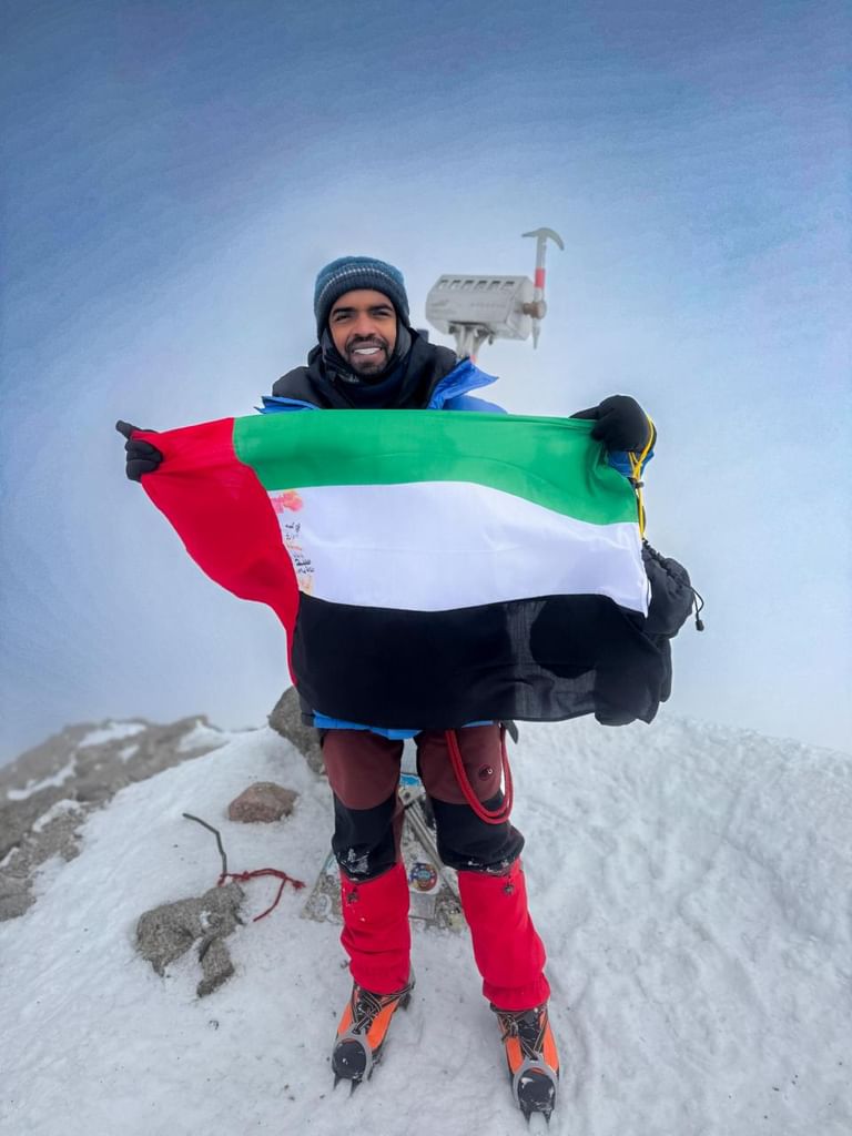Rashid Al Shamsi raises UAE flag atop Europe's highest peak - Sports ...